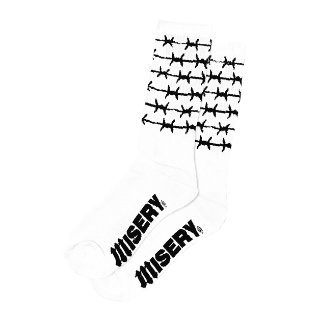 BARBED WIRE WHITE SOCKS – Misery Worldwide